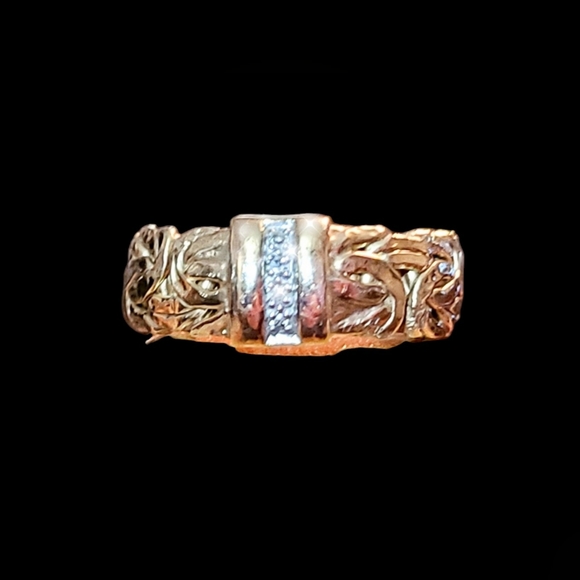 OT .925 TURKEY | Jewelry | Ot Sterling Silver 925 Turkey Gold Plated Byzantine Diamond Ring 875 ...
